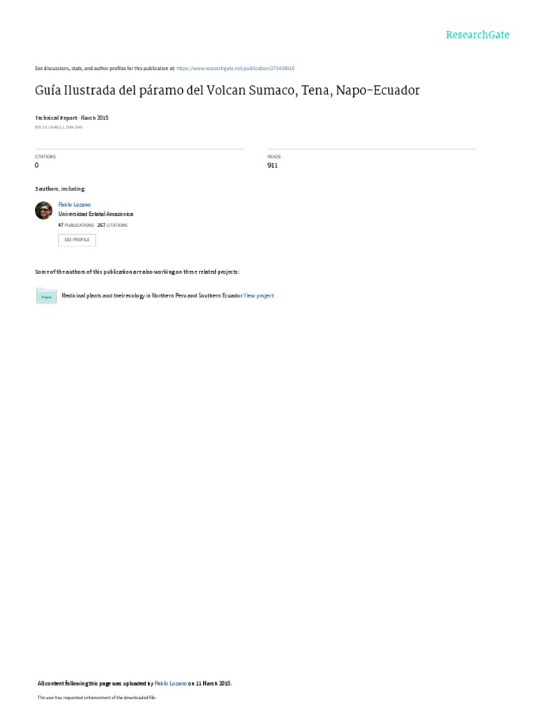 Guía Ilustrada Del Páramo Del Volcan Sumaco, Tena, Napo-Ecuador | PDF