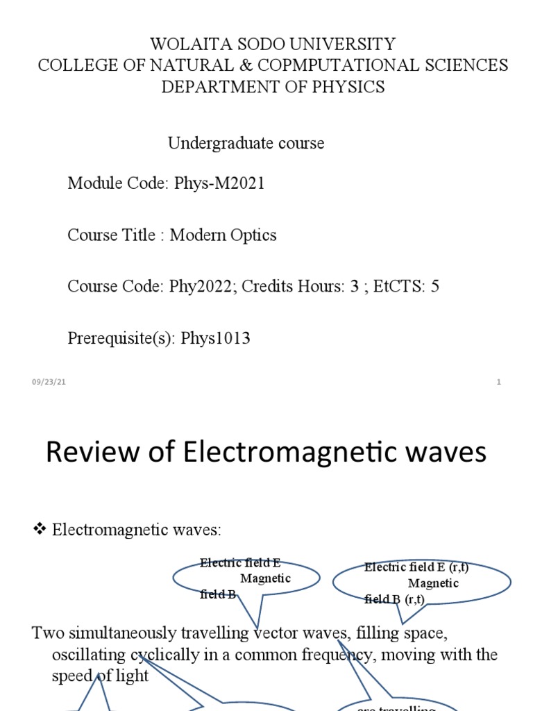 Modern Optics for Physics Undergrads | PDF | Waves | Wavelength
