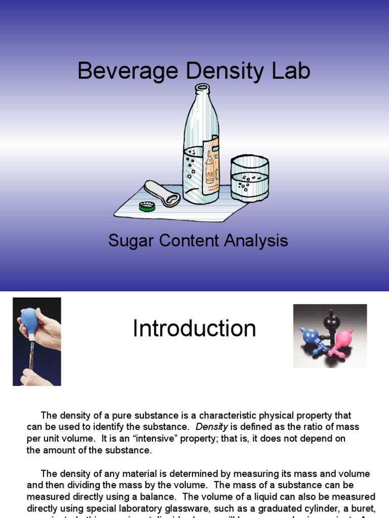 Beverage Density Lab: Sugar Content Analysis | PDF | Density | Solution