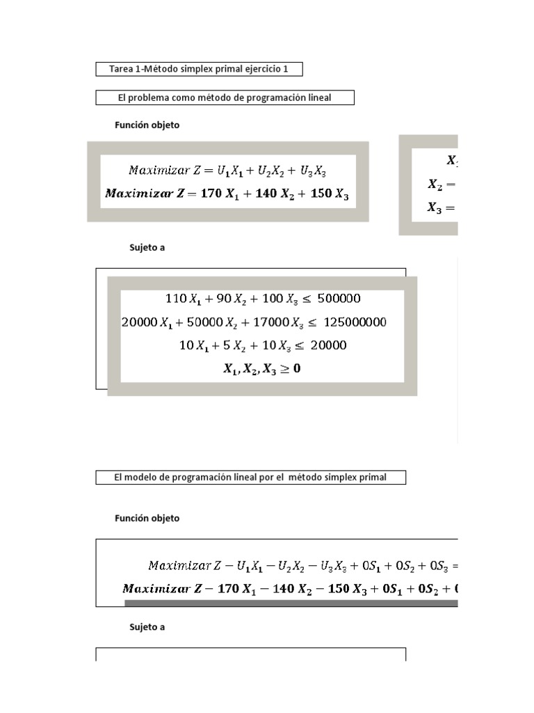 Simplex - Primal Excel | PDF | Matemáticas De La Computación | Análisis ...