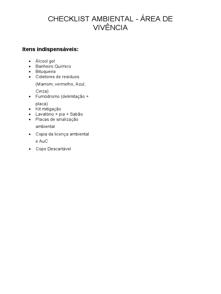 Checklist Ambiental | PDF