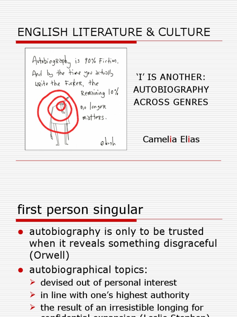 English Literature & Culture: I' Is Another: Autobiography Across ...