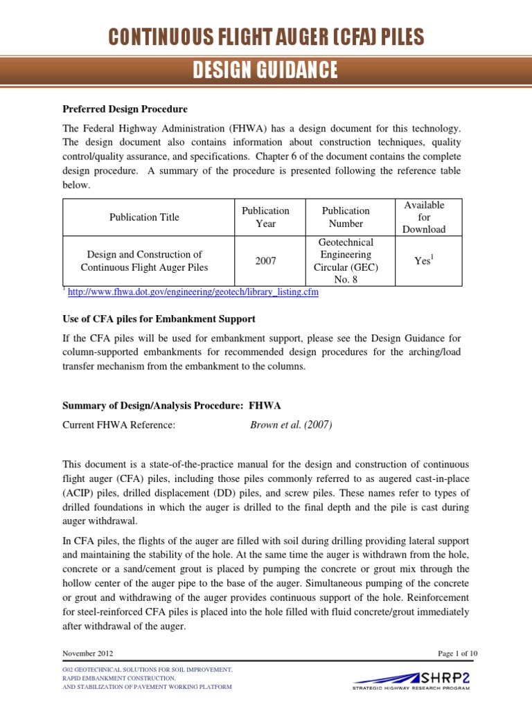 CFA Pile Design and Construction Guide | PDF | Deep Foundation ...