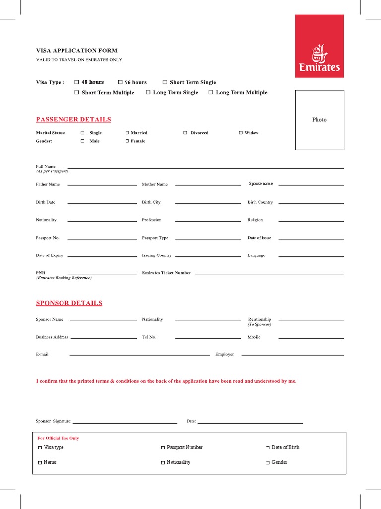 Visa Application Form English | PDF
