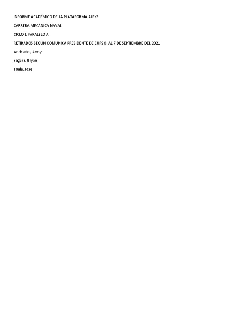 Informe Académico de La Plataforma Aleks | PDF