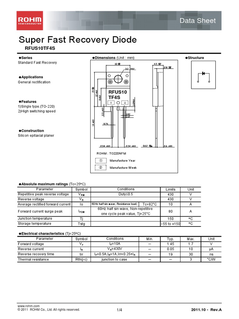 Super Fast Recovery Diode: Data Sheet | PDF | Diode | Rectifier