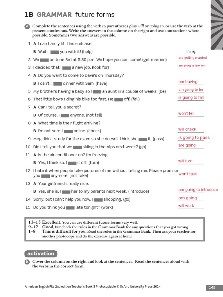 Grammar: 1B Future Forms | PDF