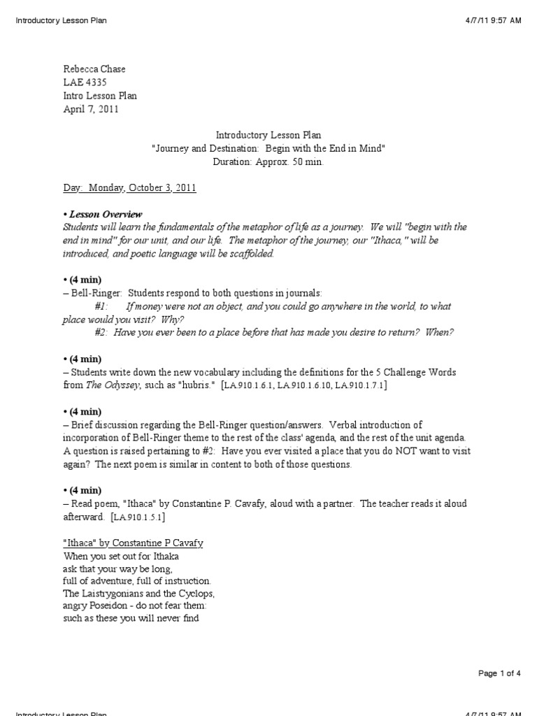 Vaagdevi Portal: Journey Lesson Plan | PDF | Lesson Plan | Poetry