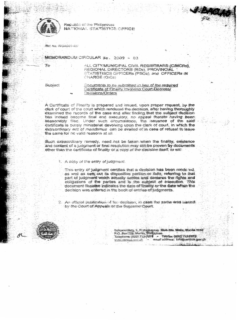 MC 2009 - 3 Documents To Be Submitted in Lieu of The Required ...