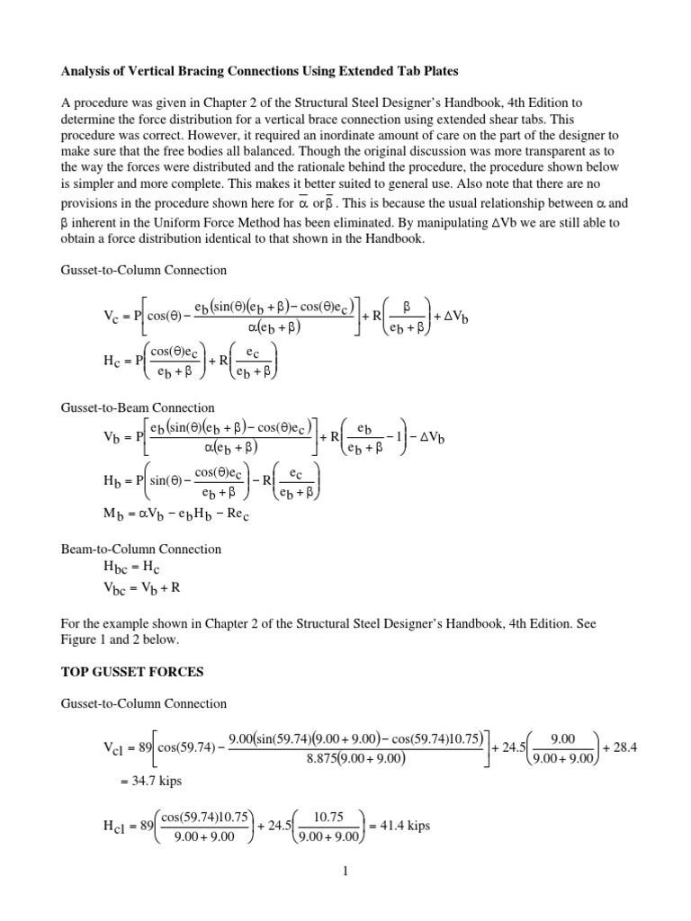 Analysis of Vertical Bracing Connections Using Extended Tab Plates | PDF