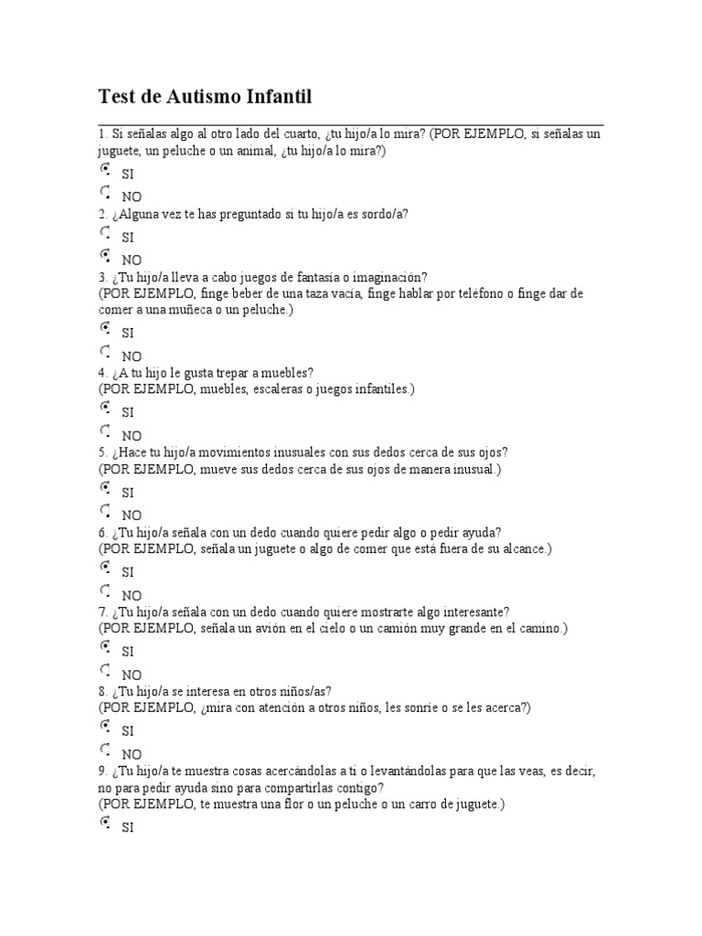 Test de Autismo 2 | PDF | Espectro autista