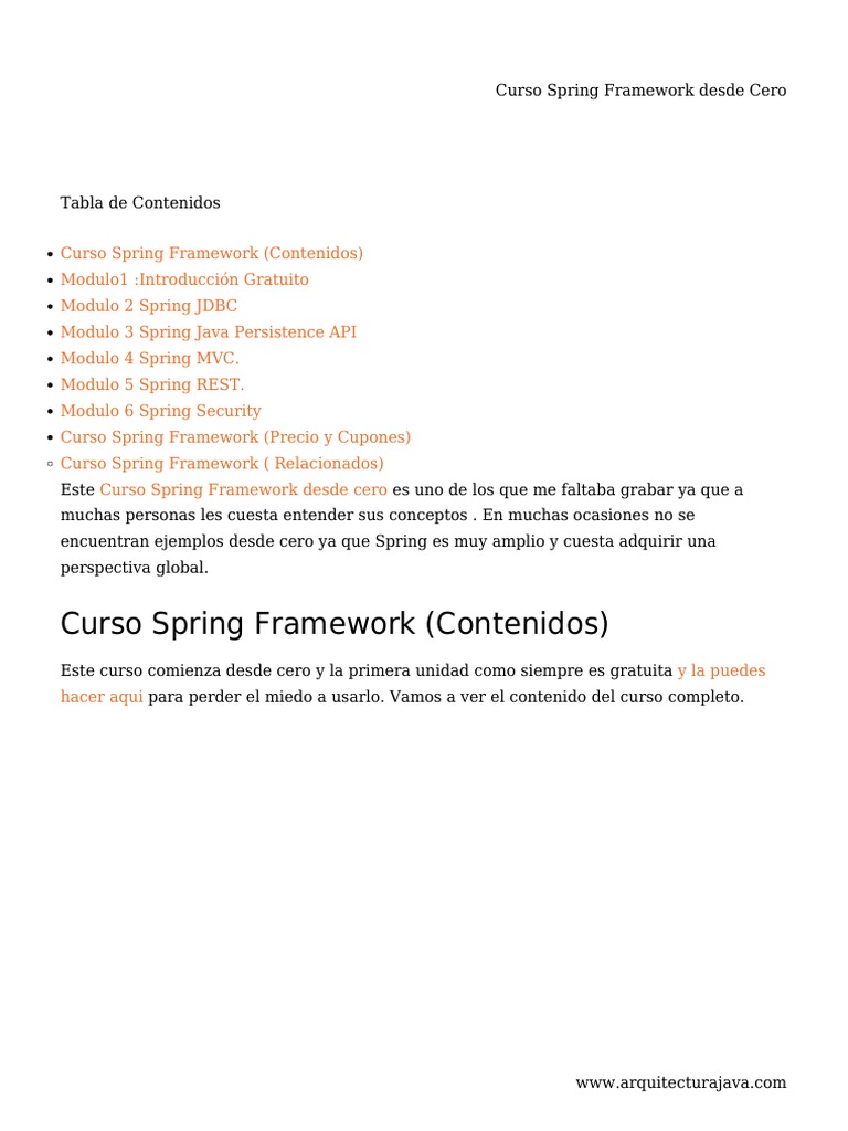 Curso Spring Framework Desde Cero | PDF | Spring Framework | Marco de software