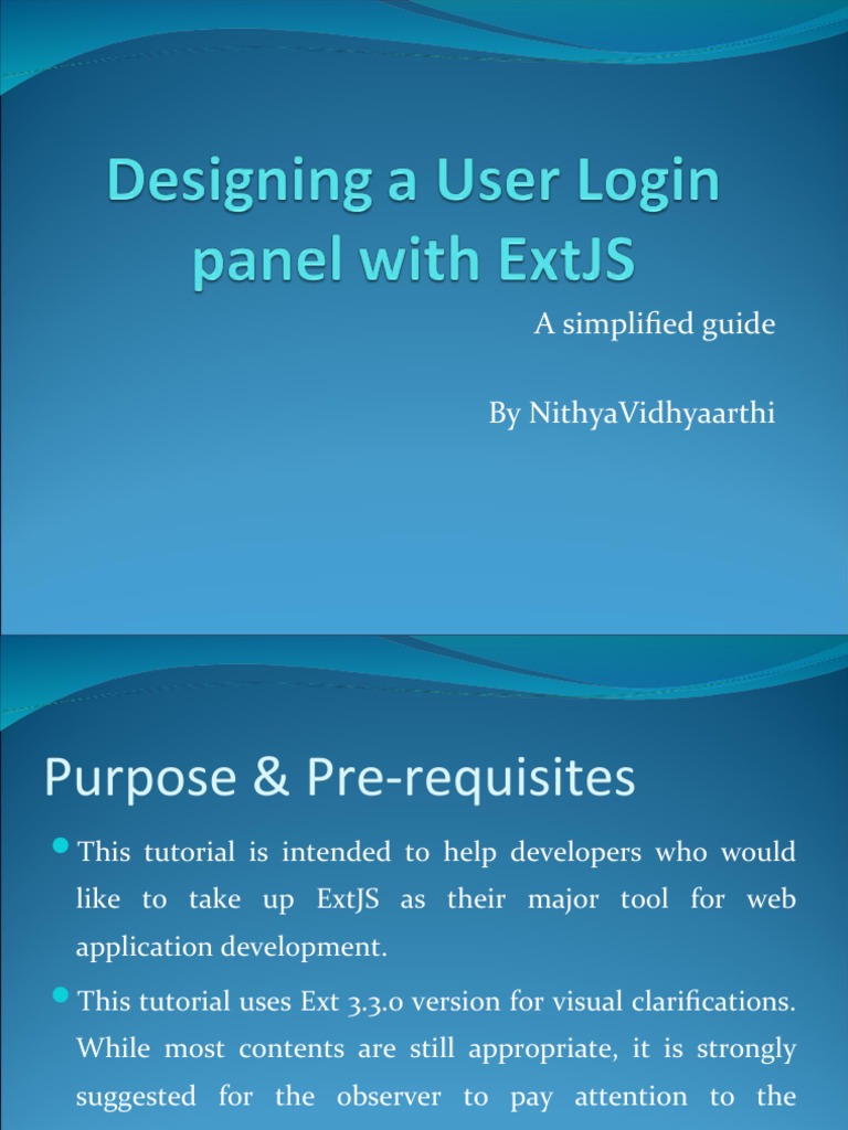 Designing A User Login Panel With Extjs For Beginners Pdf Ext Js