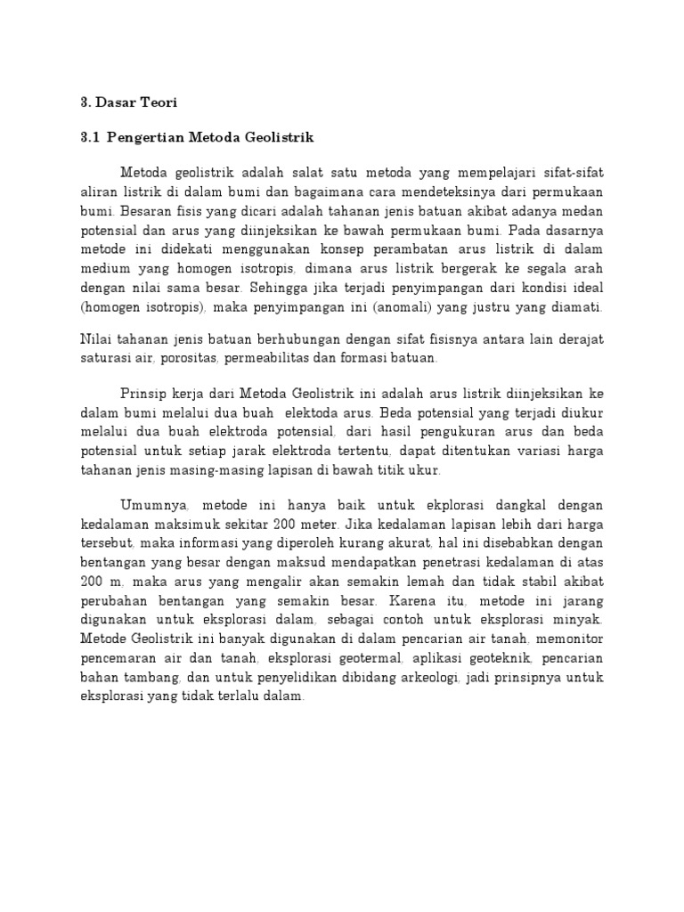 Metoda Geolistrik: Prinsip dan Aplikasi | PDF