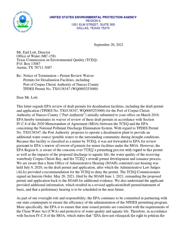 United States Environmental Protection Agency: Region 6 1201 Elm Street ...