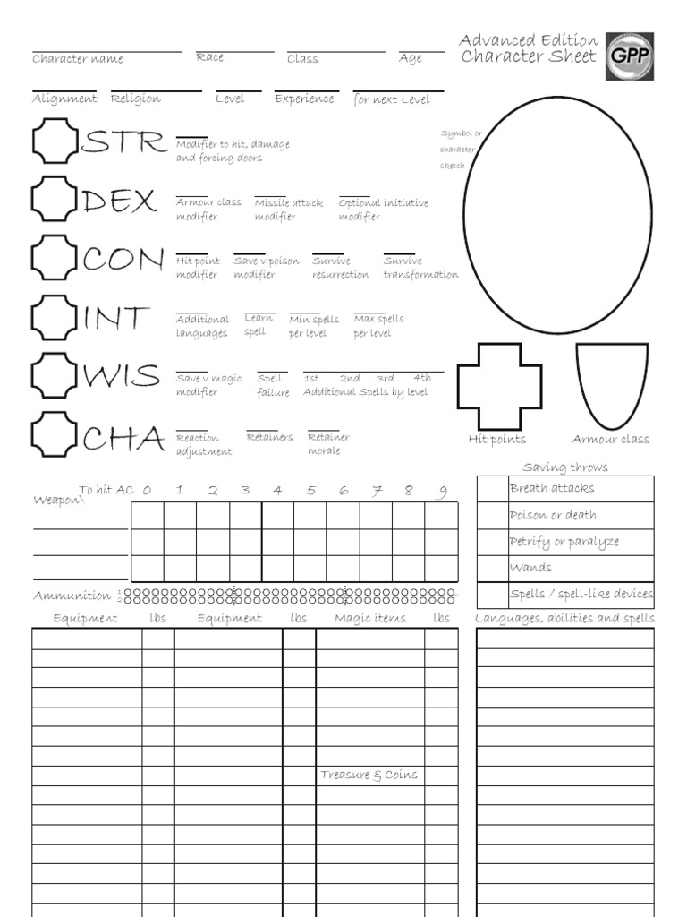 Advanced Character Sheet | PDF | Tabletop Games | Entertainment