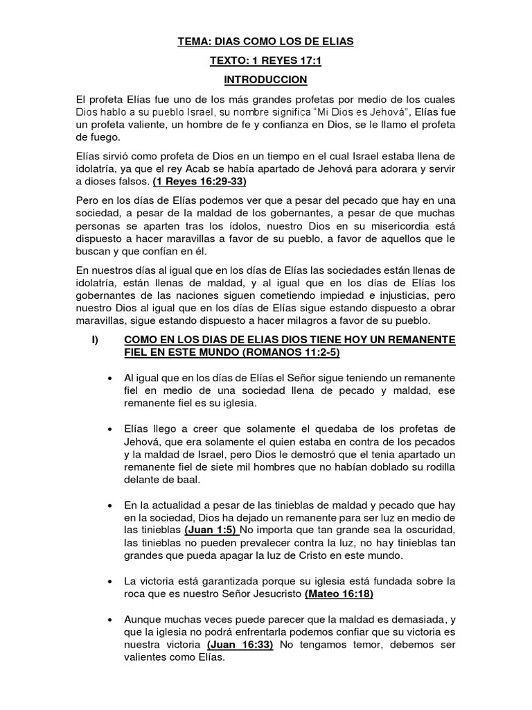 Dias de Elias | PDF | Elijah | Libros de reyes