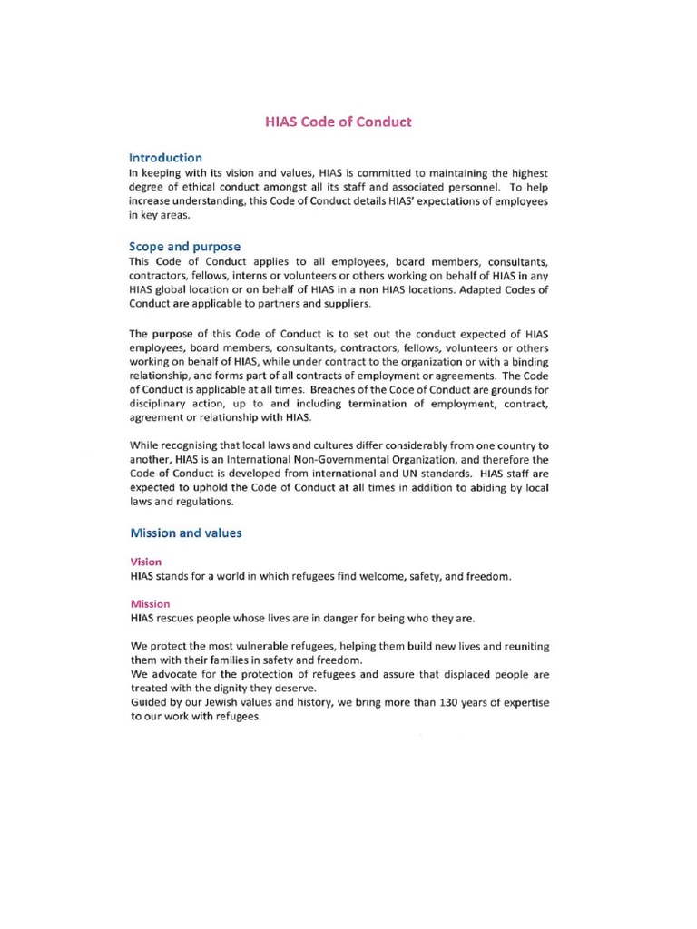 Hias Code of Conduct | PDF
