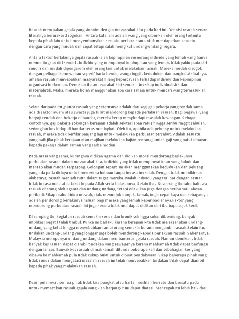 Faktor-faktor yang Mendorong Gejala Rasuah di Malaysia | PDF