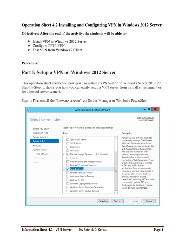 Operation Sheet 4.2 - VPN | PDF | Virtual Private Network | Server (Computing)