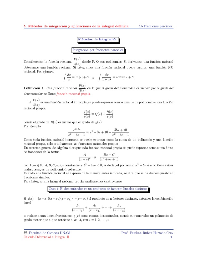 Fracciones Parciales 1 | PDF | Fracción (Matemáticas) | Integral
