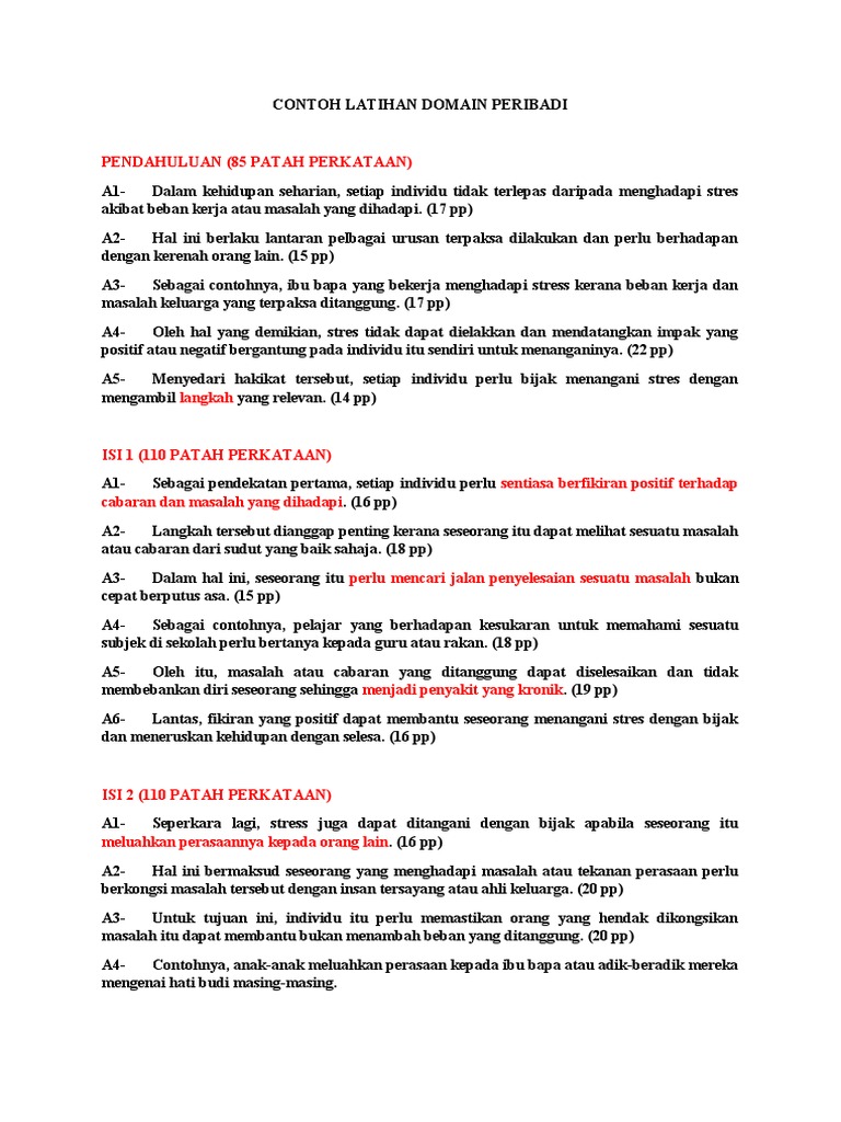 Contoh Rangka Karangan Lengkap | PDF