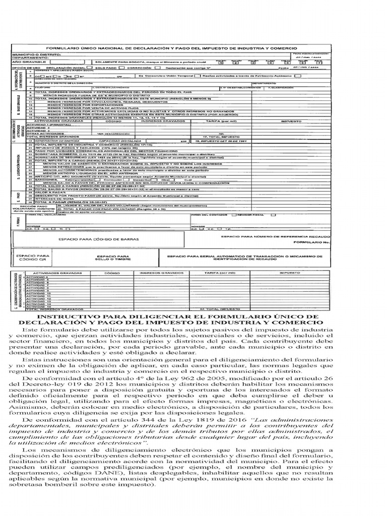 Como Diligenciar Formulario Ica | PDF