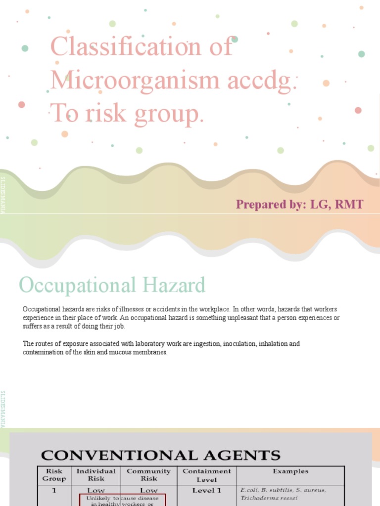 Classification of Microorganism Accdg. Risk GRP | PDF | Infection ...