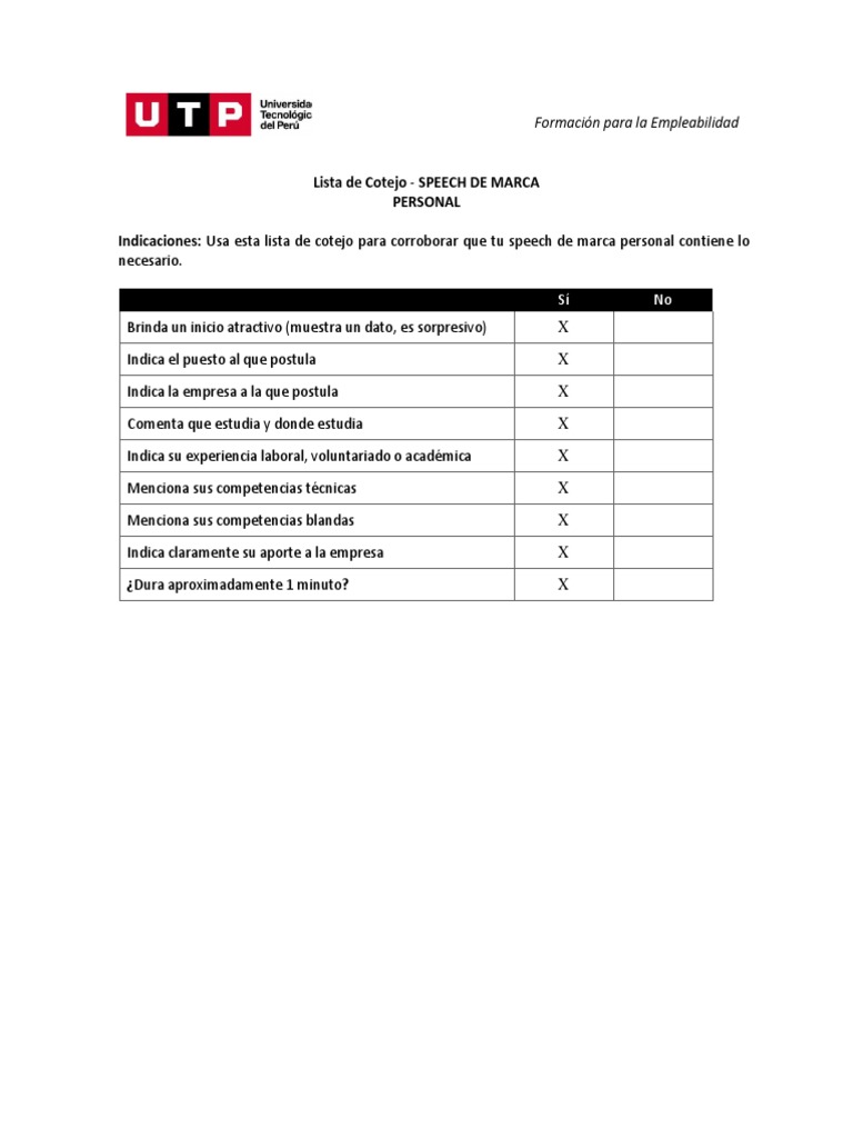Checklist para Speech de Marca Personal | PDF | Crecimiento personal y ...