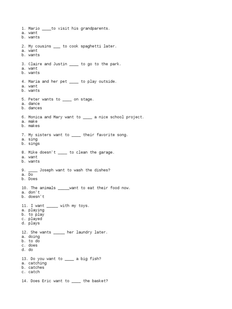 Wants Want Exercises | PDF