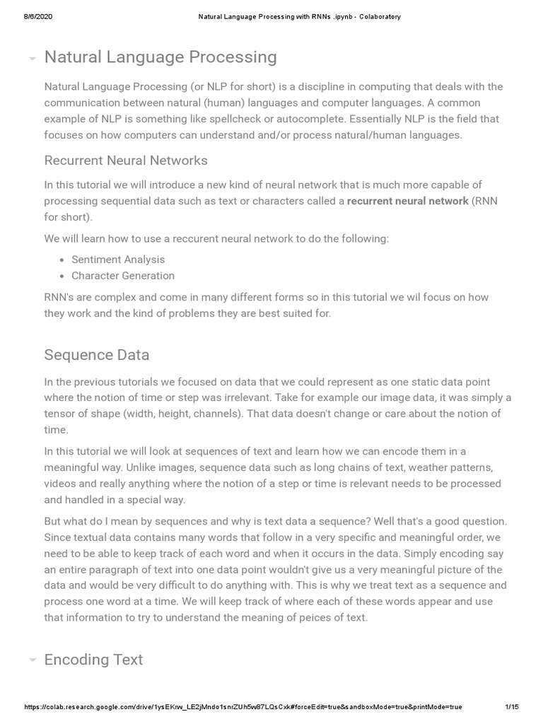 Natural Language Processing With RNNs .Ipynb - Colaboratory | PDF | Code | Artificial Neural Network
