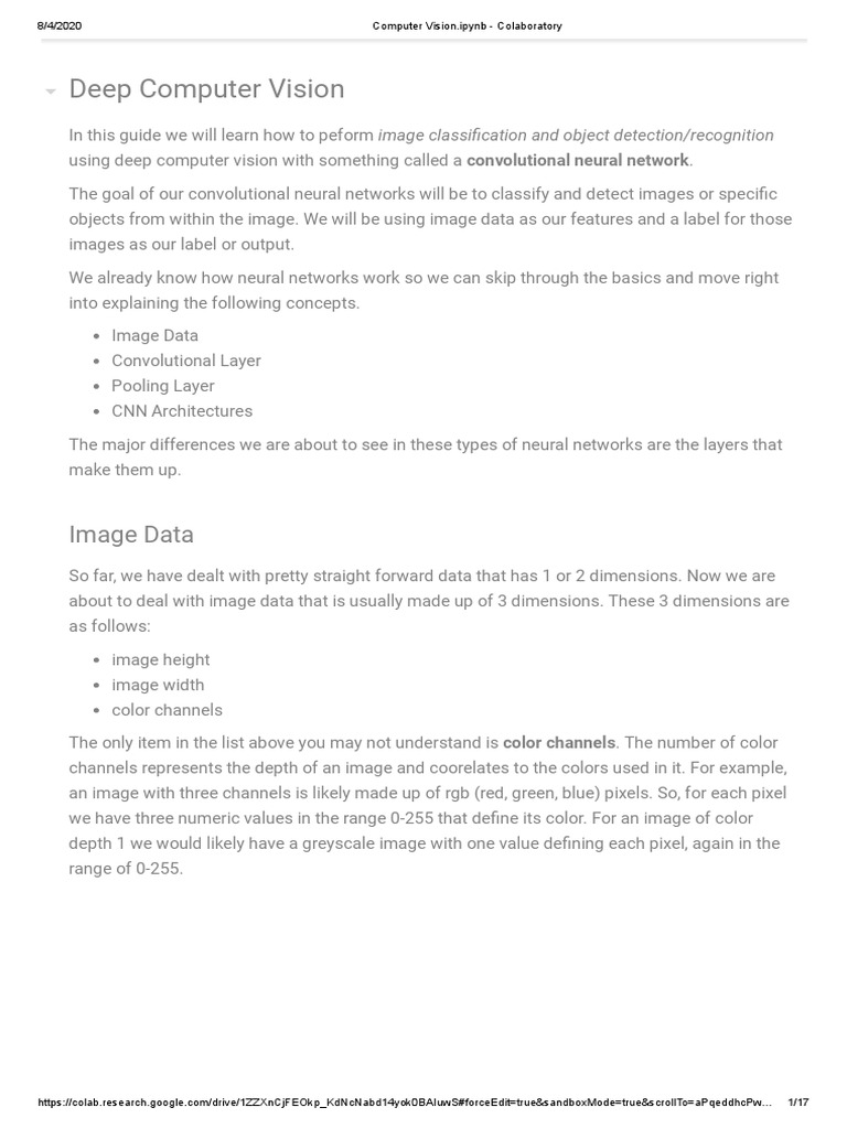 Computer Vision - Ipynb - Colaboratory | PDF | Artificial Neural Network | Computing