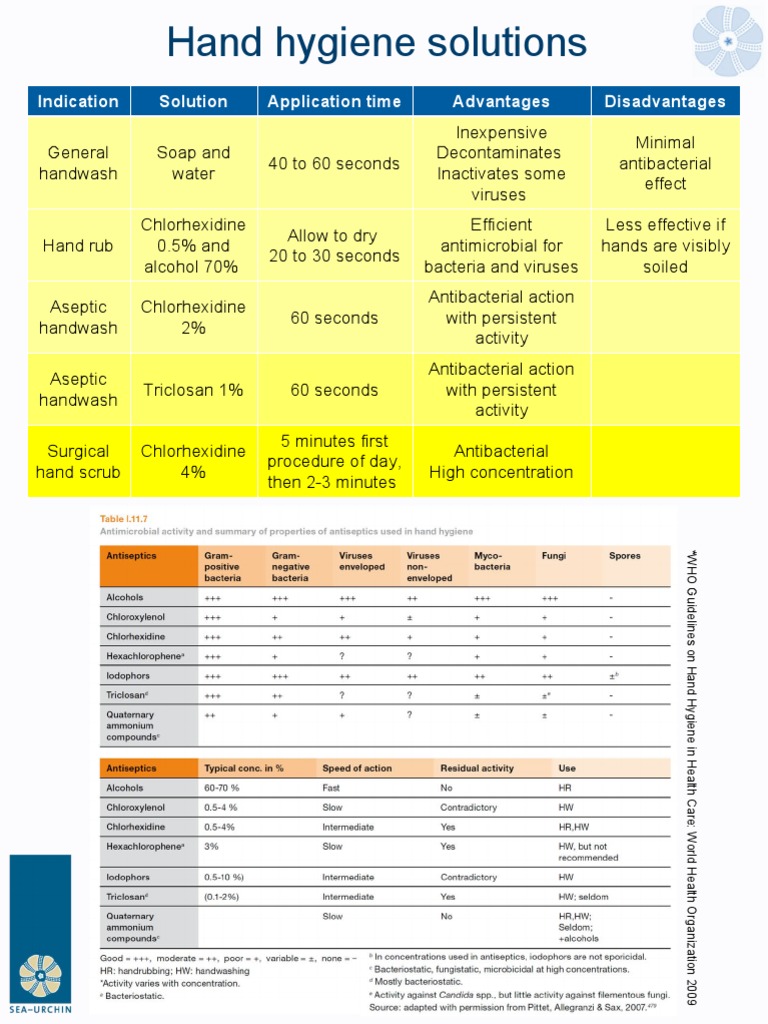 Hand Hygiene Solutions: Indication Solution Application Time Advantages ...