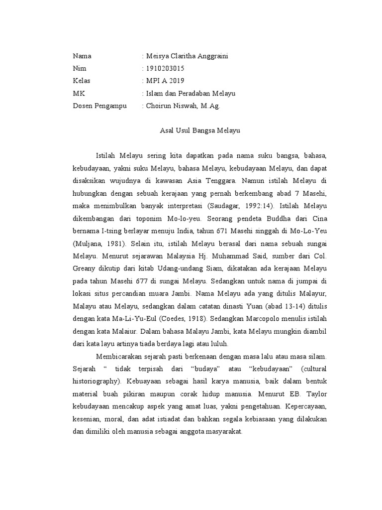 Asal Usul Bangsa Melayu Pdf