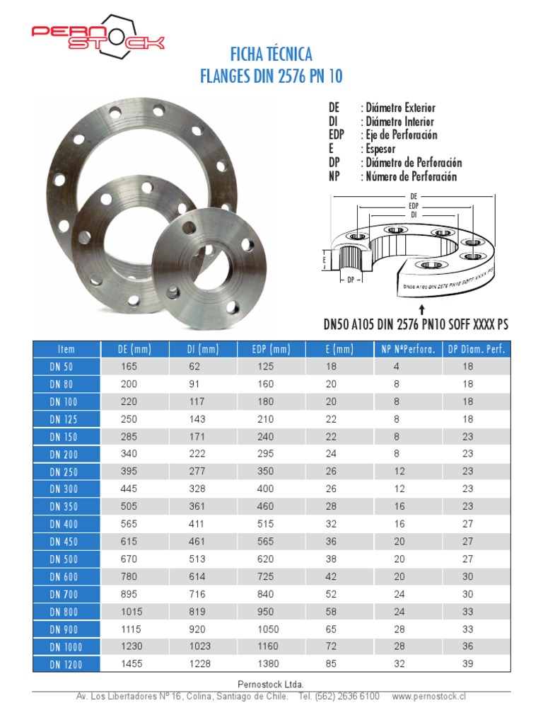Ficha Técnica de Flanges DIN 2576 | PDF