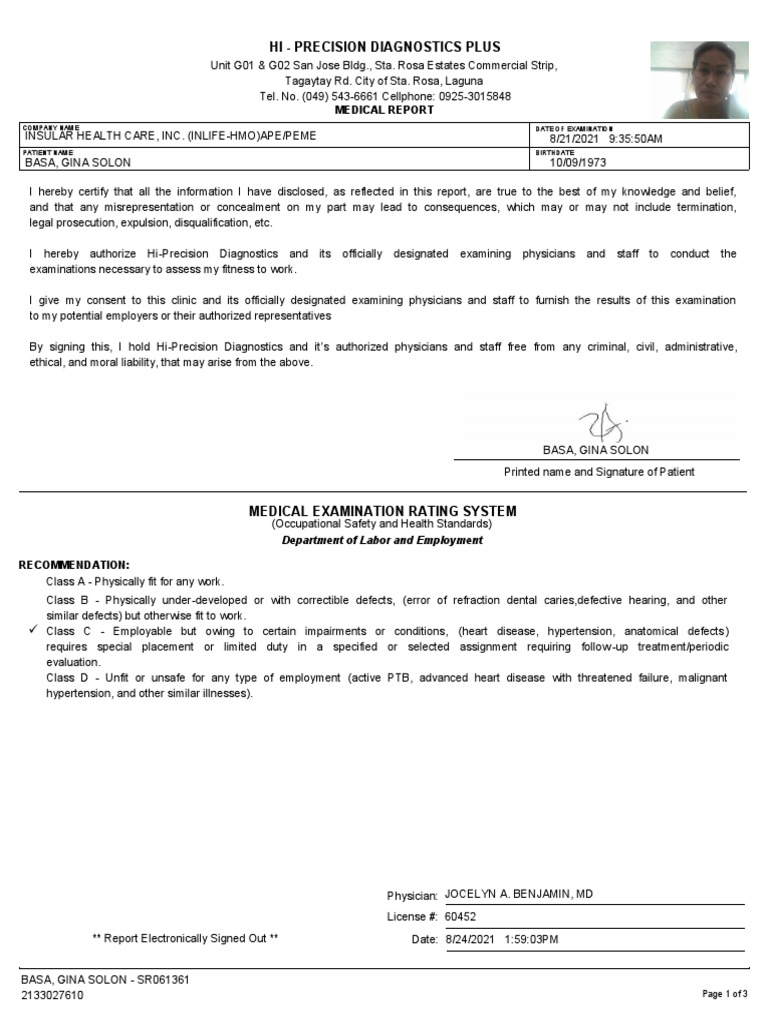 Hi - Precision Diagnostics Plus: Medical Report | PDF | Physical ...