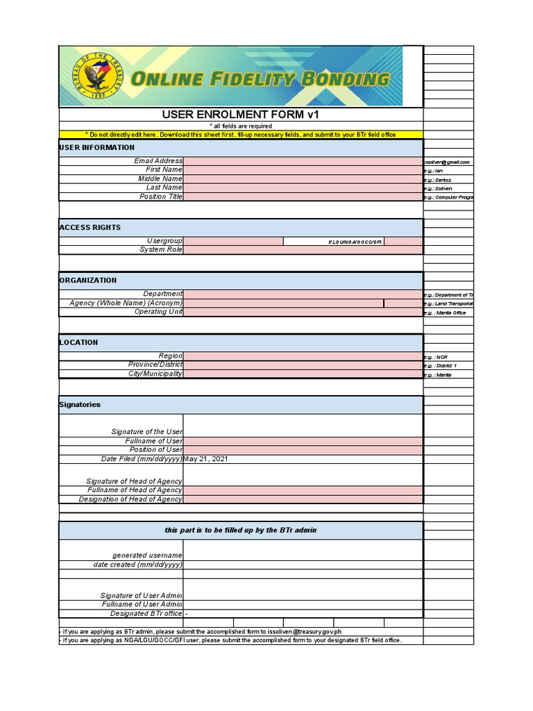 FidBond Enrolment Form Template Pinaka Bago PassiNHS | PDF | Authentication | Security