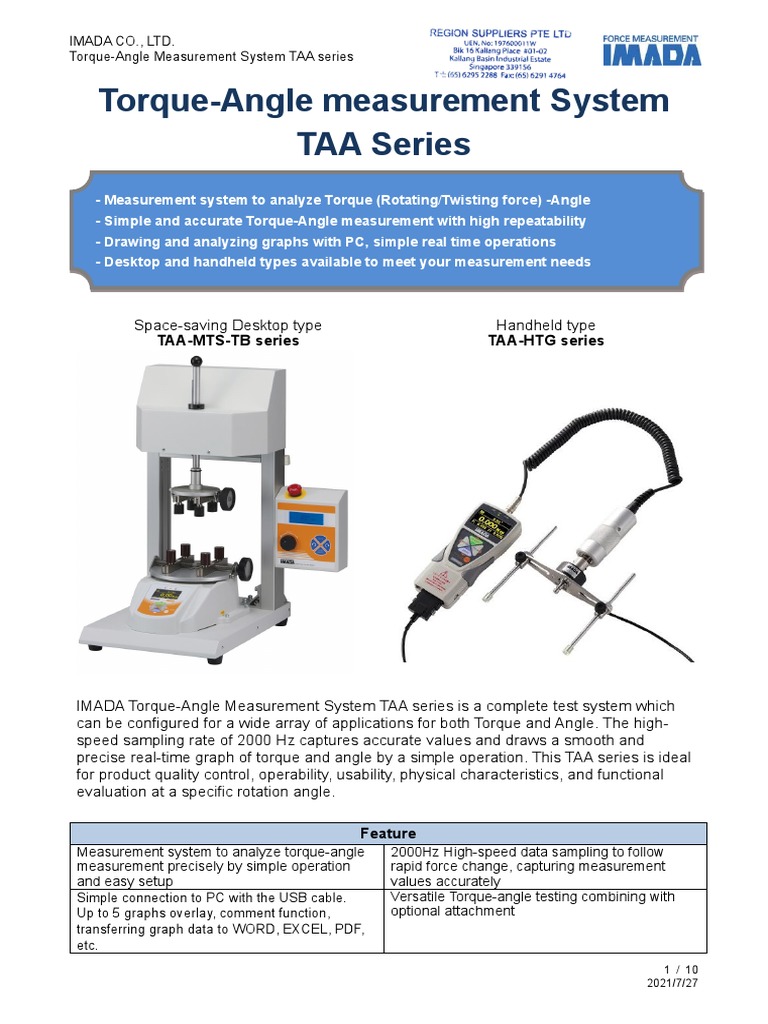 Torque-Angle Measurement System TAA Series | PDF | Usb | Usb Flash Drive