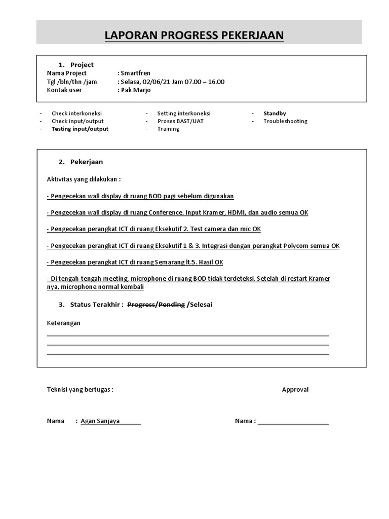 Form Laporan Agan (Juni 2021) | PDF