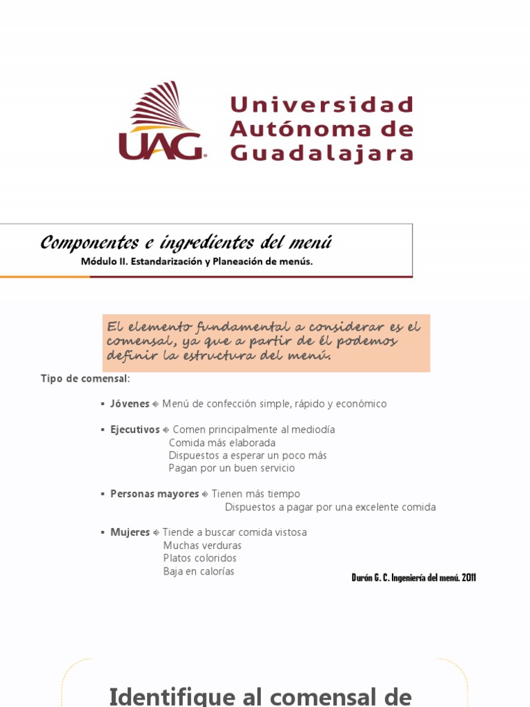 Componentes e ingredientes del menú | PDF | Alimentos | Artes culinarias