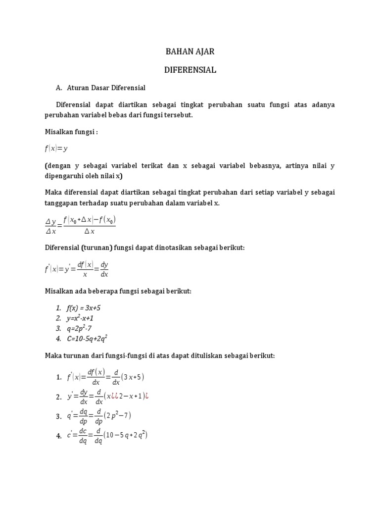 Aturan Dasar Diferensial dan Turunan | PDF | Sains & Matematika | Komputer