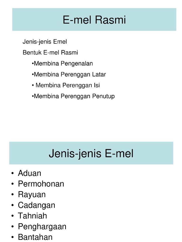 e Mel Rasmi Jenis Jenis Emel Bentuk e Mel Rasmi Membina Pengenalan | PDF