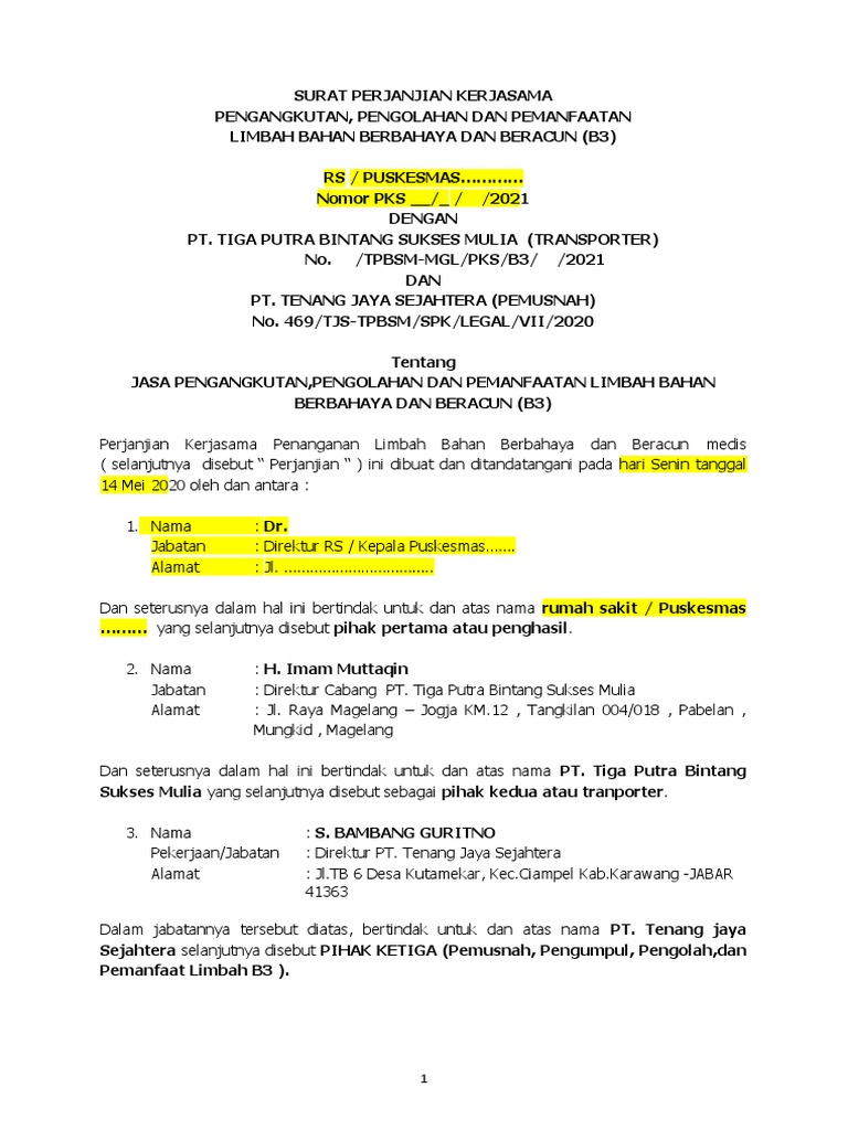 Contoh MOU New PKM Klinik Bidan | PDF