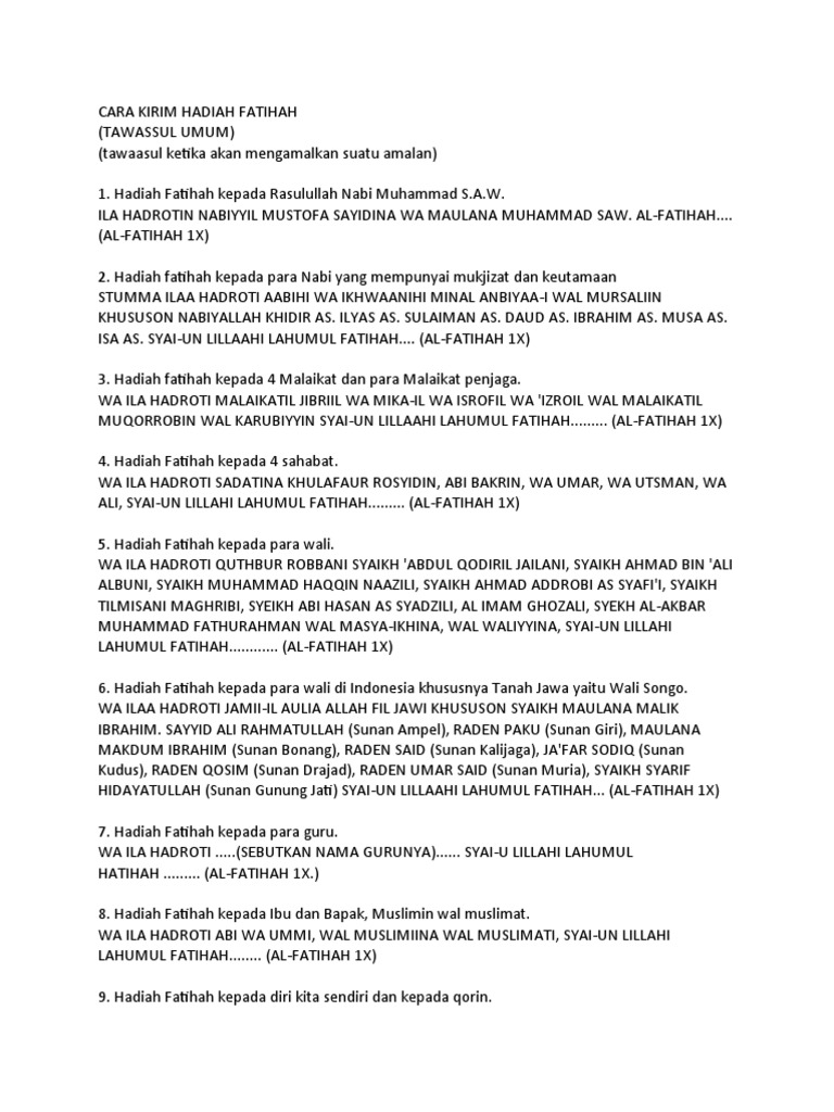 Cara Kirim Hadiah Fatihah | PDF | Sharia | Abrahamic Religions