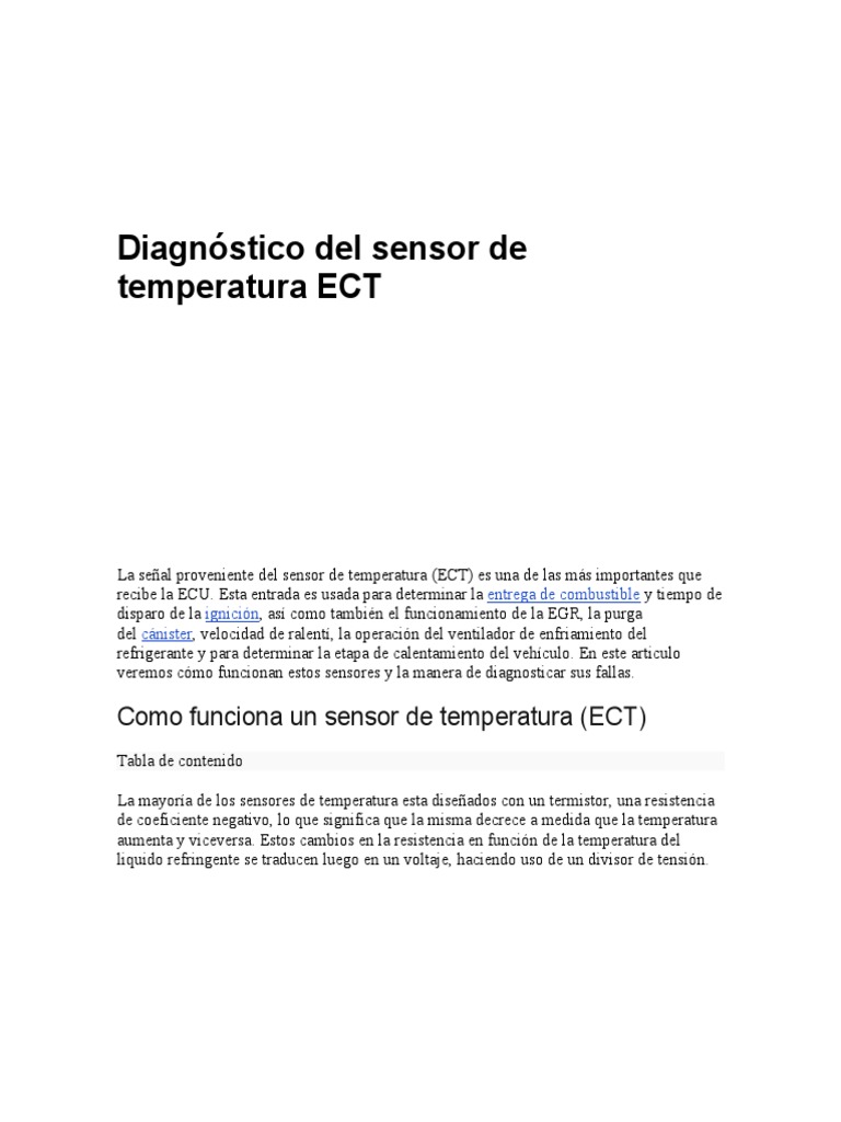 Diagnóstico del sensor de temperatura ECT | PDF | Resistor | Sensor