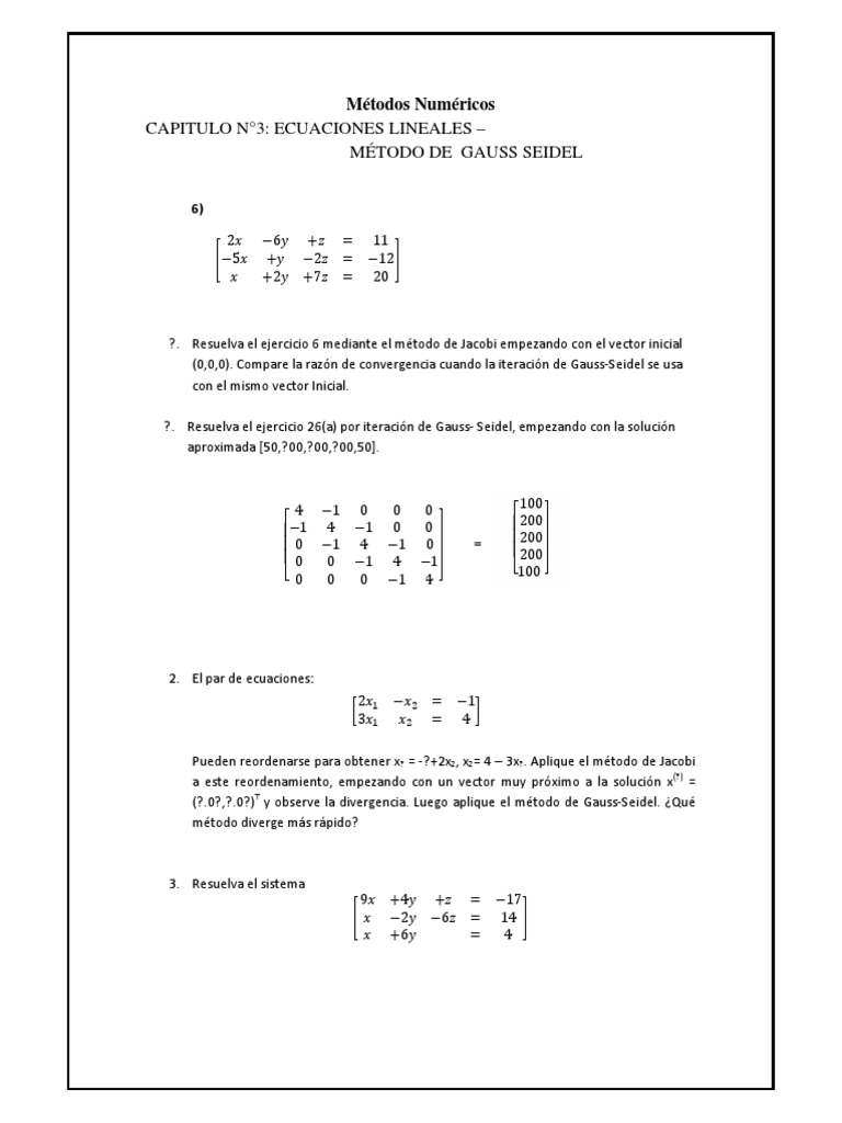 Gauss Seidel | PDF | Algoritmos | Álgebra lineal