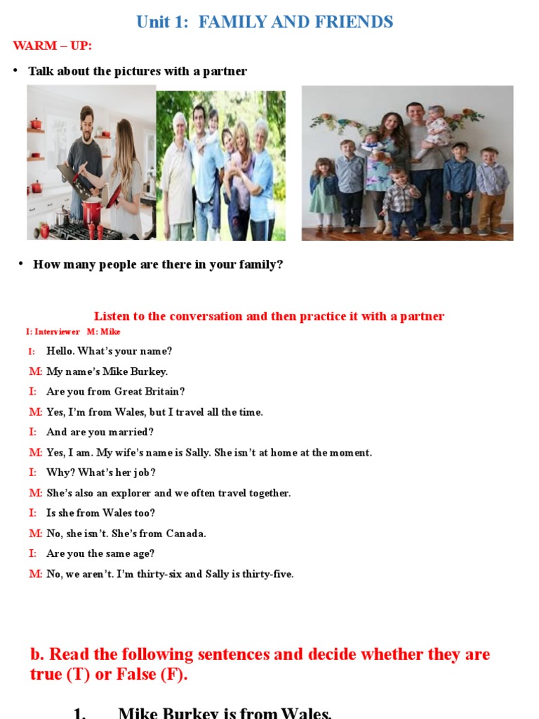 Unit 1: Family and Friends: Warm - Up | PDF | Linguistics