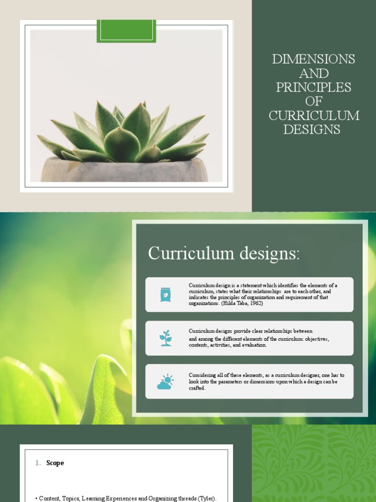 Dimensions AND Principles OF Curriculum Designs | PDF | Curriculum ...