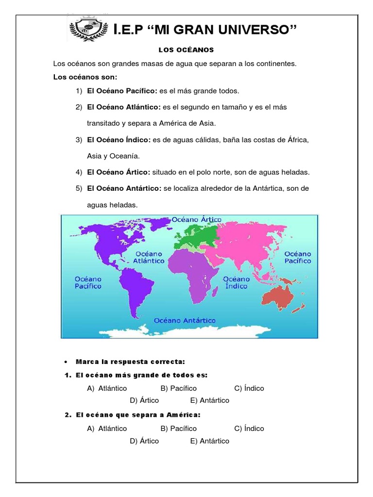 Los océanos: guía para primaria | PDF | Ciencia y matemáticas