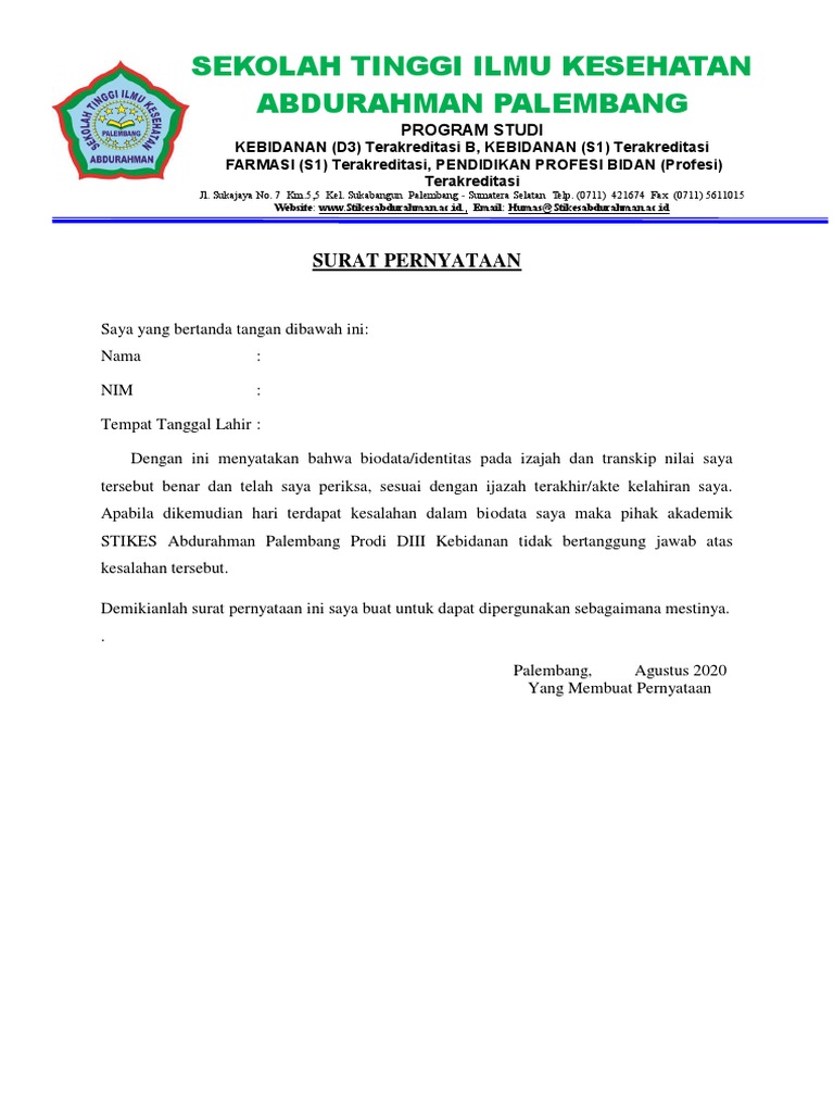 Surat Pernyataan Izasah | PDF